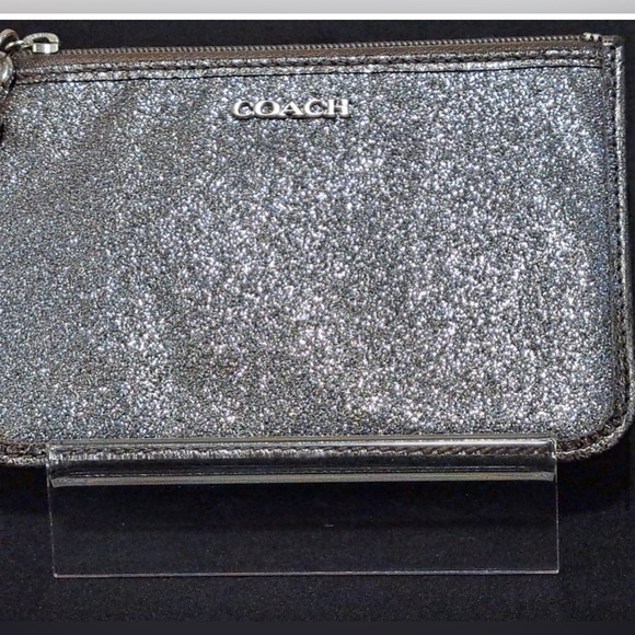 Coach | Bags | Coach Silver Glitter Wristlet Euc | Poshmark